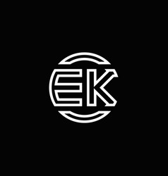 Ek logo monogram with gold colors and shield Vector Image