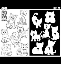 Matching shapes game with cartoon cat characters Vector Image
