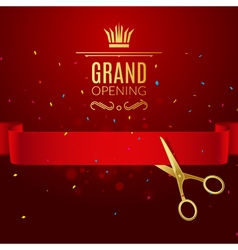 Grand Opening design template with ribbon and Vector Image