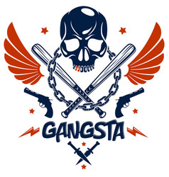 Brutal gangster emblem or logo with aggressive Vector Image