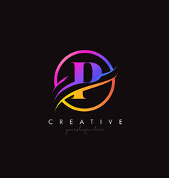 Curved creative letter p logo design with swoosh Vector Image