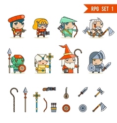 Fantasy set rpg game heroes character icons Vector Image