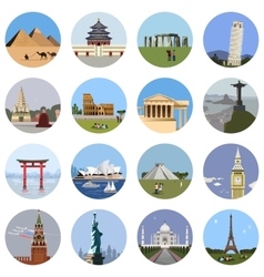 World landmarks flat icon set Royalty Free Vector Image