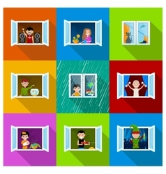 People In Windows Royalty Free Vector Image - VectorStock