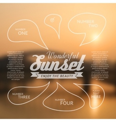 Wonderful sunset text lettering and infographics Vector Image