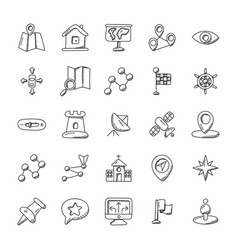 Creatively designed icons of navigation and mappi Vector Image