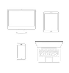 Set of electronic device outline icons Royalty Free Vector