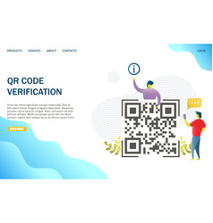 Qr code verification app website template Vector Image