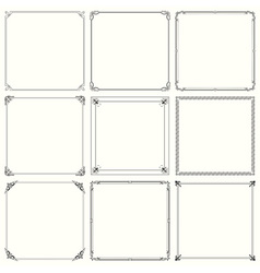 Collection of simple square frame with elements Vector Image