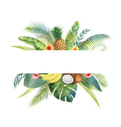 Banner with tropical leaves Royalty Free Vector Image