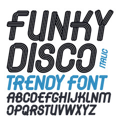 Set italic capital funky alphabet letters Vector Image