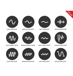 Sound waves flat icons set Royalty Free Vector Image
