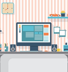 Office workplace with computer and plants Vector Image