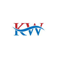 Swoosh letter kw logo design for business Vector Image