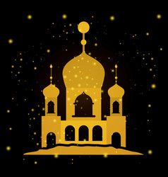 Eid mubarak temple facade with moon and stars Vector Image