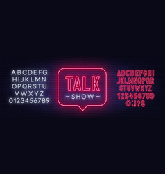 Let s talk neon sign on brick wall background Vector Image