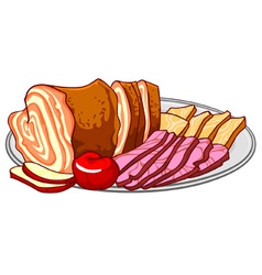 Ham cold cuts on a platter Royalty Free Vector Image