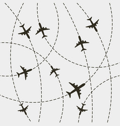 Plane with dashed path lines airplane flight Vector Image
