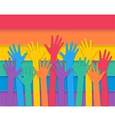Colorful hands up Royalty Free Vector Image - VectorStock