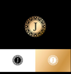 J and m letters monogram combined gold Royalty Free Vector