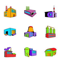 Industrial building factory icons Royalty Free Vector Image