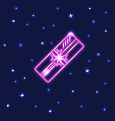Neon gift box icon in line style Royalty Free Vector Image