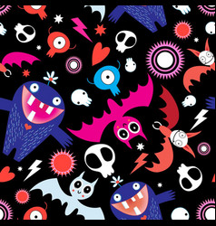 Creepy cartoon Halloween seamless texture Vector Image