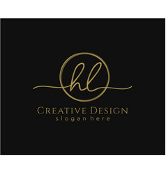 Hl initial handwriting logo with rectangle Vector Image