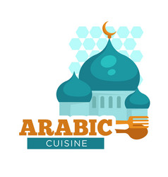 Arabic cuisine traditional meals spoon and fork Vector Image