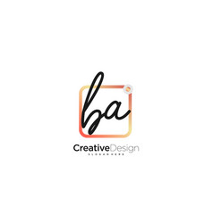 Ba initial letter handwriting logo art hand drawn Vector Image