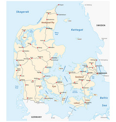 Map main railroad tracks in denmark Royalty Free Vector