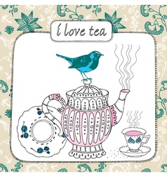 Vintage tea time pattern Royalty Free Vector Image