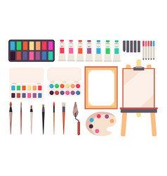 Cartoon color paint roller and brushes set Vector Image