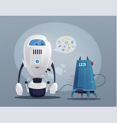 Cute robot musician playing banjo musical Vector Image