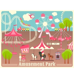 Amusement carnival park with circus tent clip art Vector Image