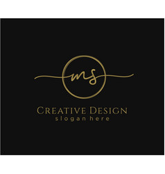 Ms initial handwriting logo design Royalty Free Vector Image