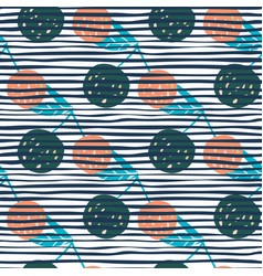 Apples seamless pattern on stripe background Vector Image