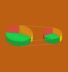 Flat shading style icon pie chart Royalty Free Vector Image