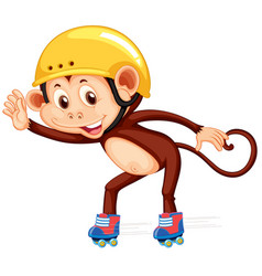Monkey playig roller skate Royalty Free Vector Image