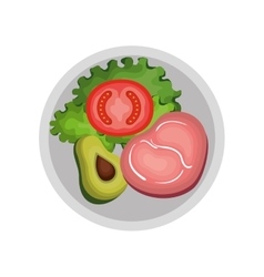 Dish with healthy food isolated icon Royalty Free Vector