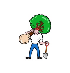 Gardener Arborist Carrying Tree Cartoon Royalty Free Vector