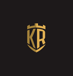 Kr initial logo with shield and crown style Vector Image