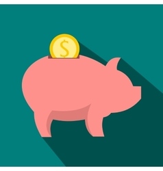 Pink pig that save coin icon Royalty Free Vector Image
