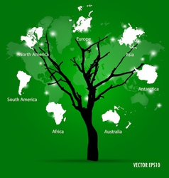Tree shaped world map Royalty Free Vector Image