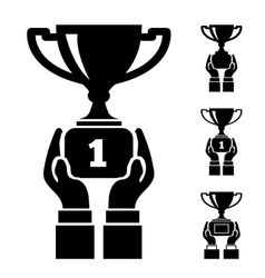 Hand holding trophy Royalty Free Vector Image - VectorStock