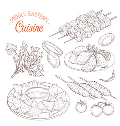 Arabic food middle eastern sweets and tea Vector Image