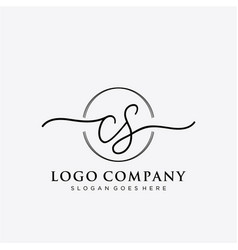 Cs initial handwriting logo with circle template Vector Image