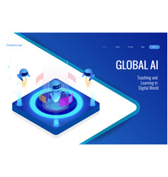 Isometric artificial intelligence business concept