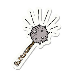 Grunge sticker tattoo style medieval mace Vector Image