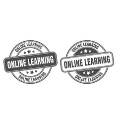 Online learning stamp online learning label round Vector Image